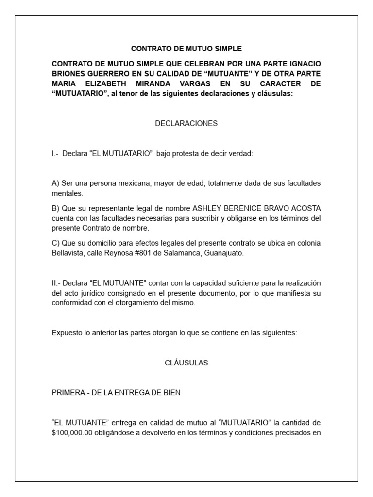Contrato de Mutuo Simple | PDF | Justicia | Crimen y violencia
