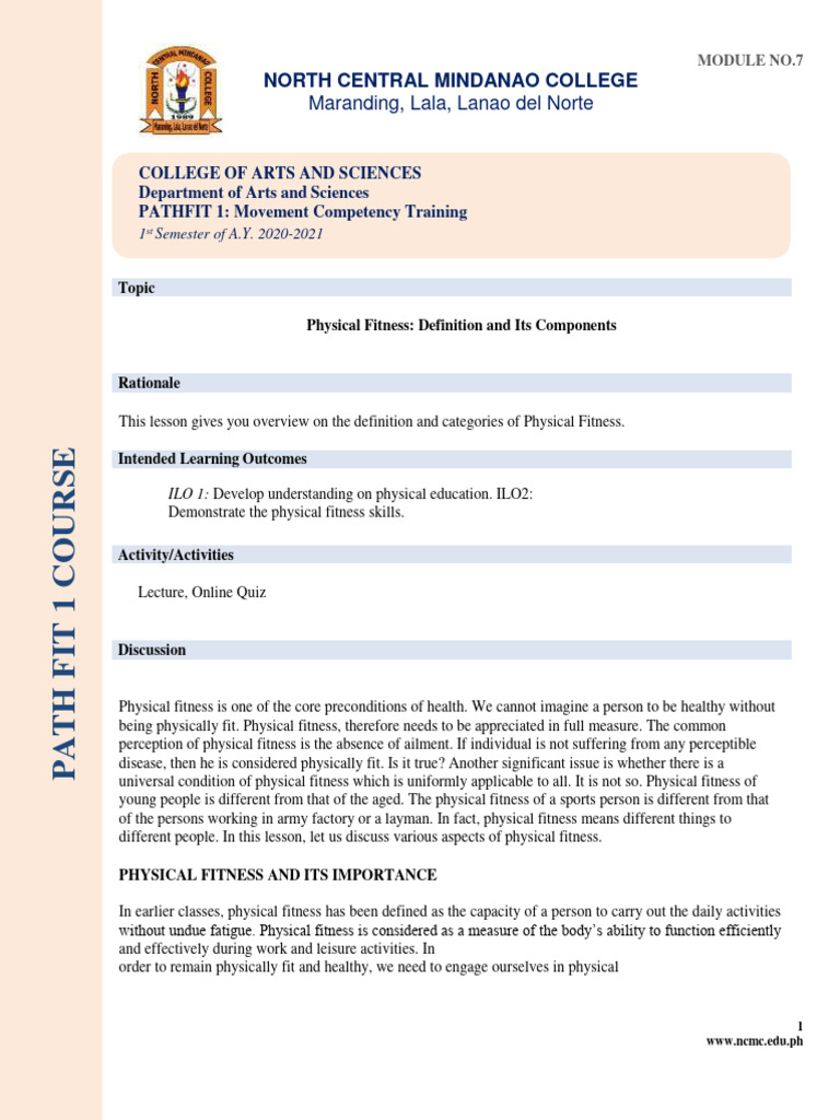 Physical Fitness - Definition and It's Components - 0 | PDF | Aerobic ...