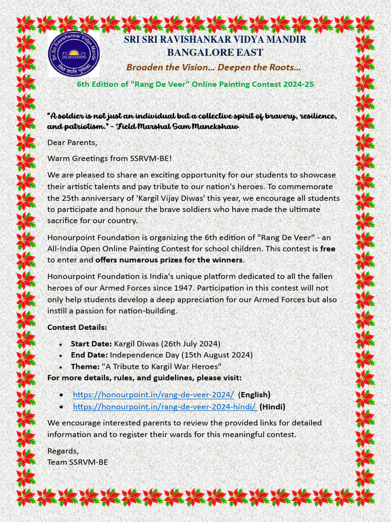 Broaden The Vision Deepen The Roots : Sri Sri Ravishankar Vidya Mandir ...