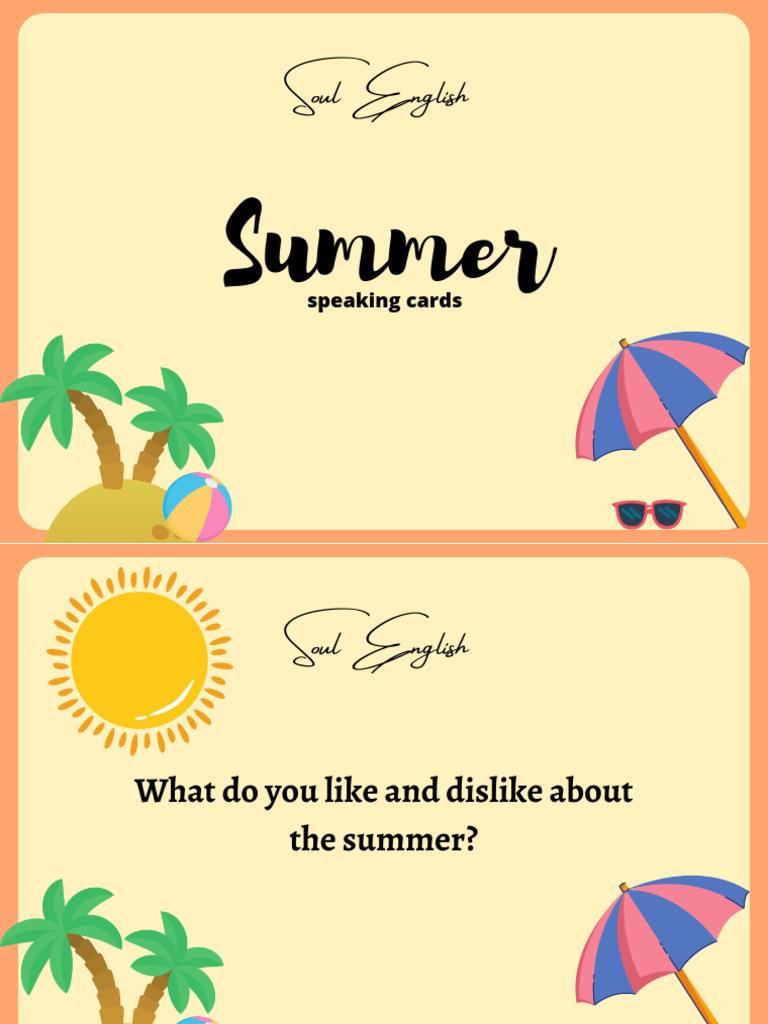 Summer Speaking Cards | PDF