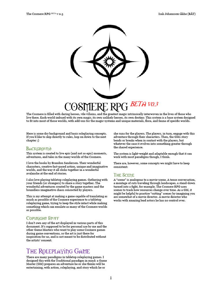 Cosmere RPG Beta v0.3 | PDF | Role Playing Games | Tabletop Role ...