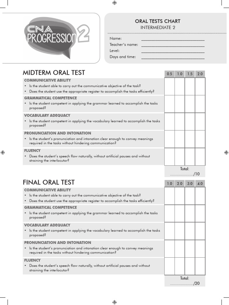 CNA Progression 2 - Pack de Provas - Type A | PDF | Vocabulary | Fluency