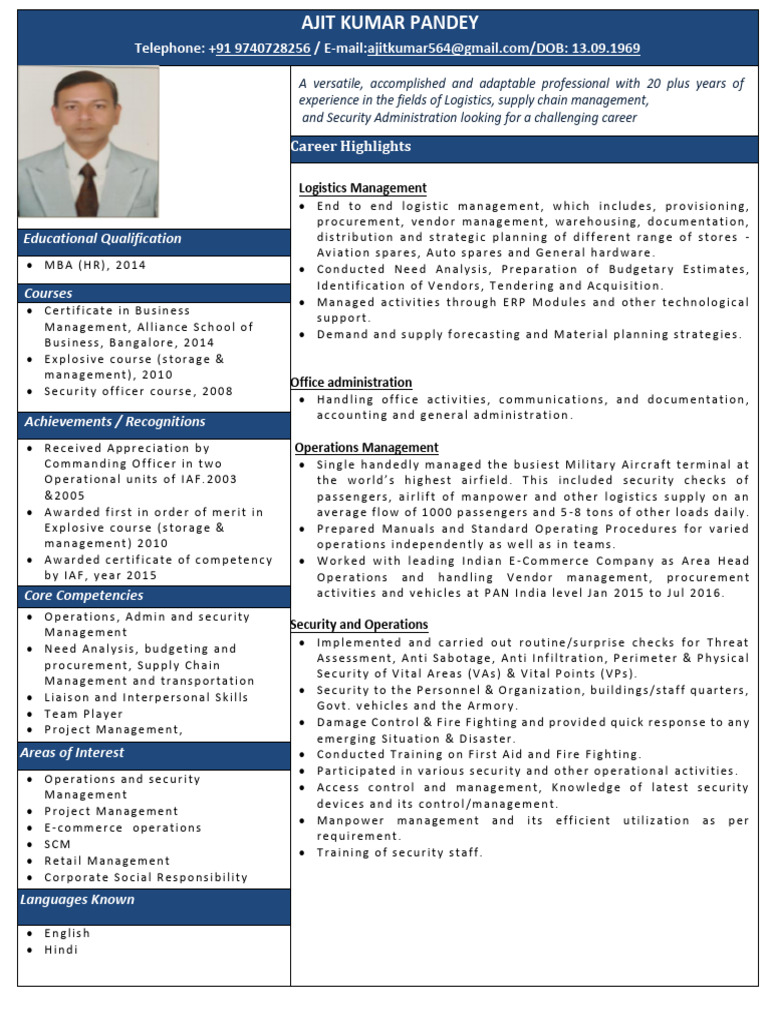 Resume - Ajit K Pandey Docx1 | PDF | Business