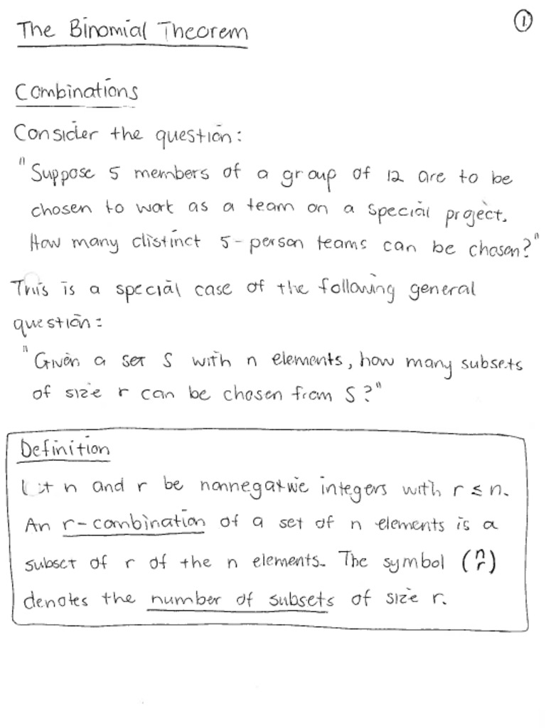 Binomial Theorem Notes (With Extra Exercises) | PDF