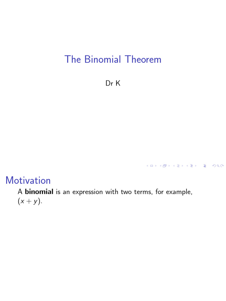 Binomial Theorem | PDF | Number Theory | Mathematical Objects
