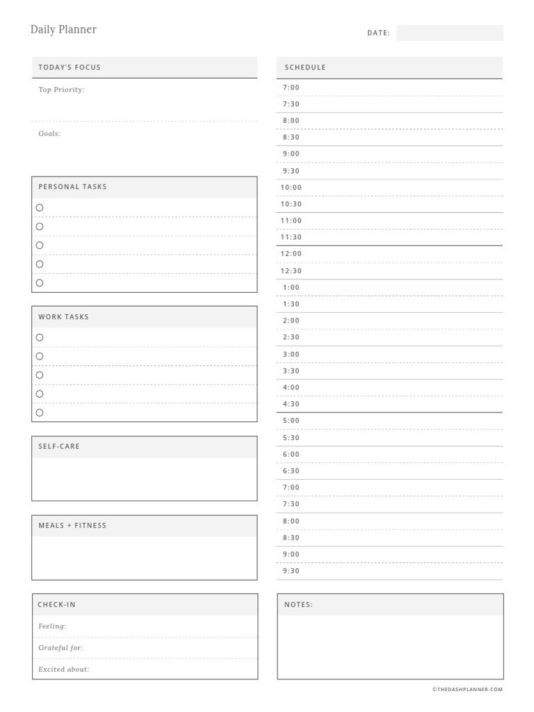 Daily Planning Page | PDF