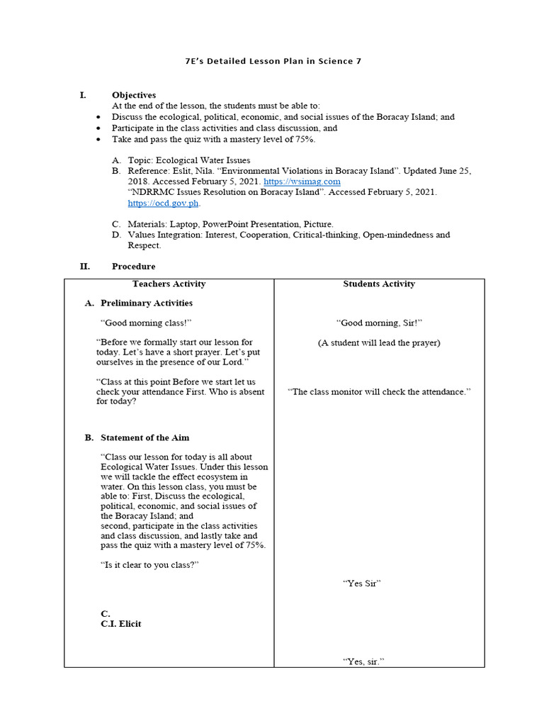 7e's Lesson-Plan Grade 7 - OJT 13 - Characteristics of Wave | PDF ...