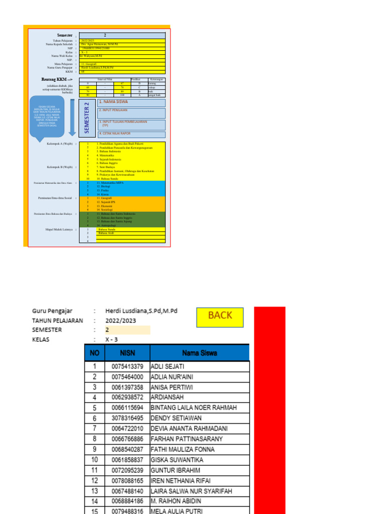 Nilai Rapot Mapel Geo Kls X-3 | PDF