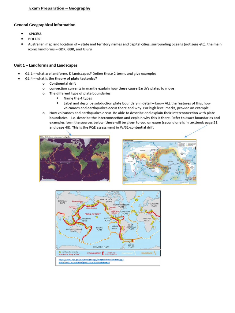 Yr8 Geog Exam Planner 2024 | PDF | Plate Tectonics | Nature
