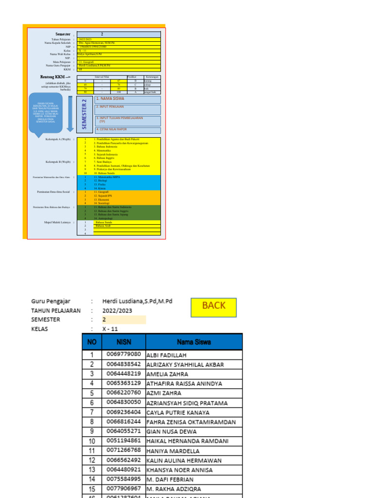 Nilai Rapot Mapel Geo Kls X-11 | PDF