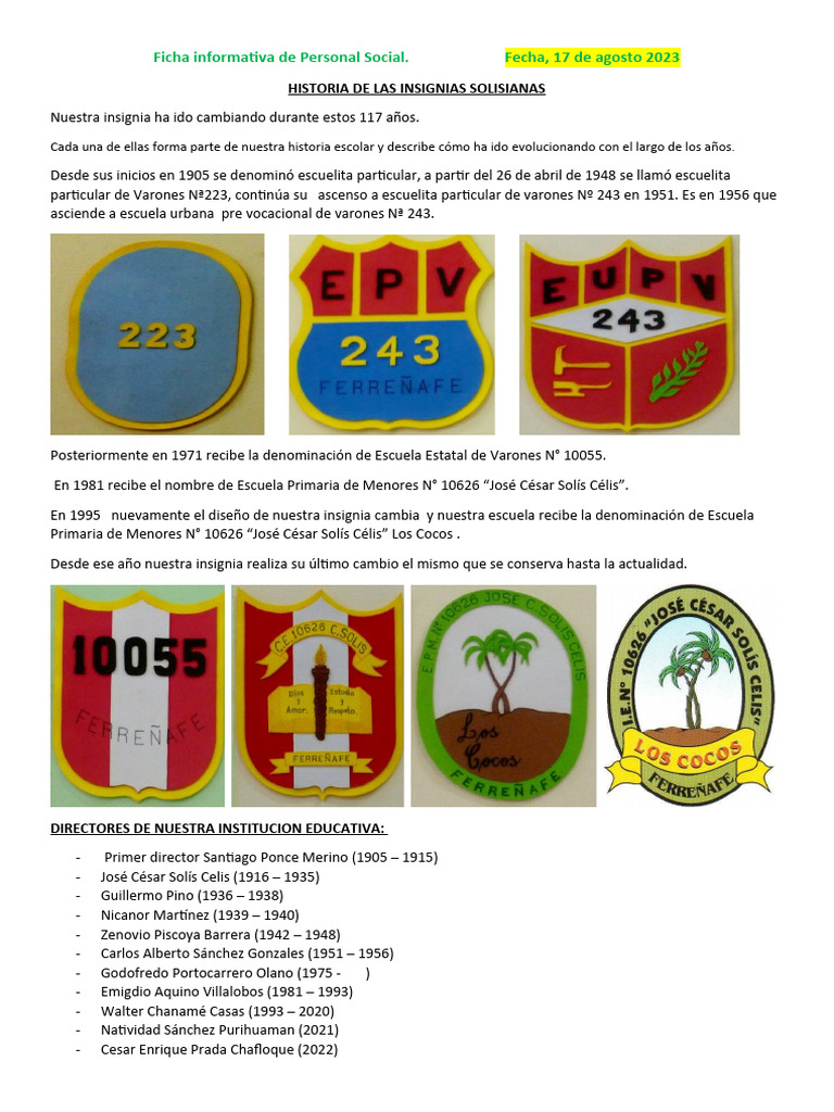 HISTORIA DE LAS INSIGNIAS SOLISIANAS - plan lector (1) | PDF