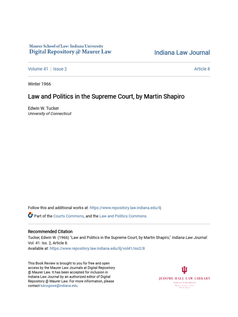 Law and Politics in The Supreme Court by Martin Shapiro | PDF ...