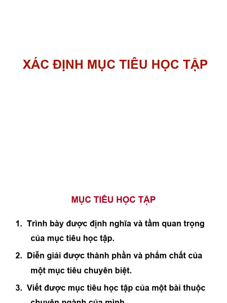 Muc Tieu Hoc Tap | PDF