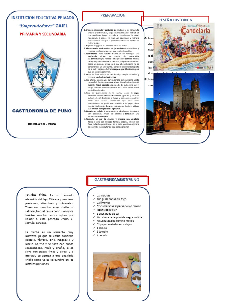 Gastronomia Puno Triptico Final | PDF | ensalada | Patata