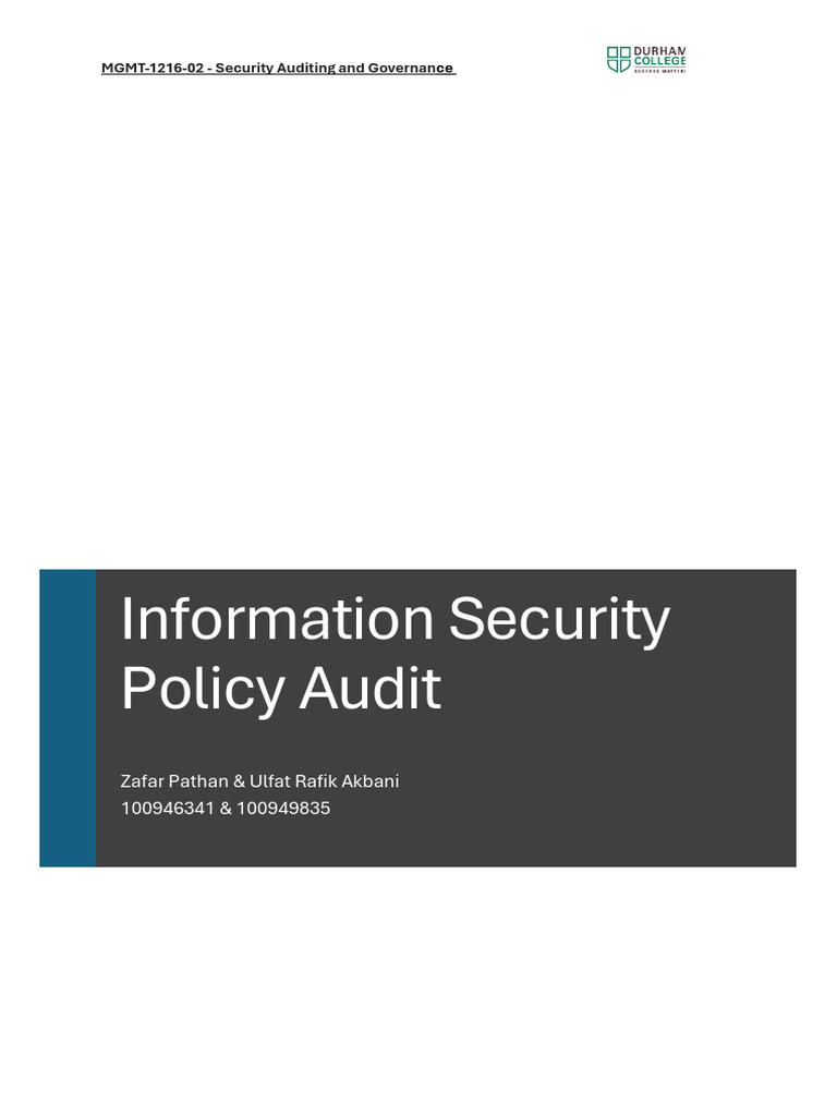 Information Security Policy Audit - Zafar&Ulfat | PDF | Information Security | Policy