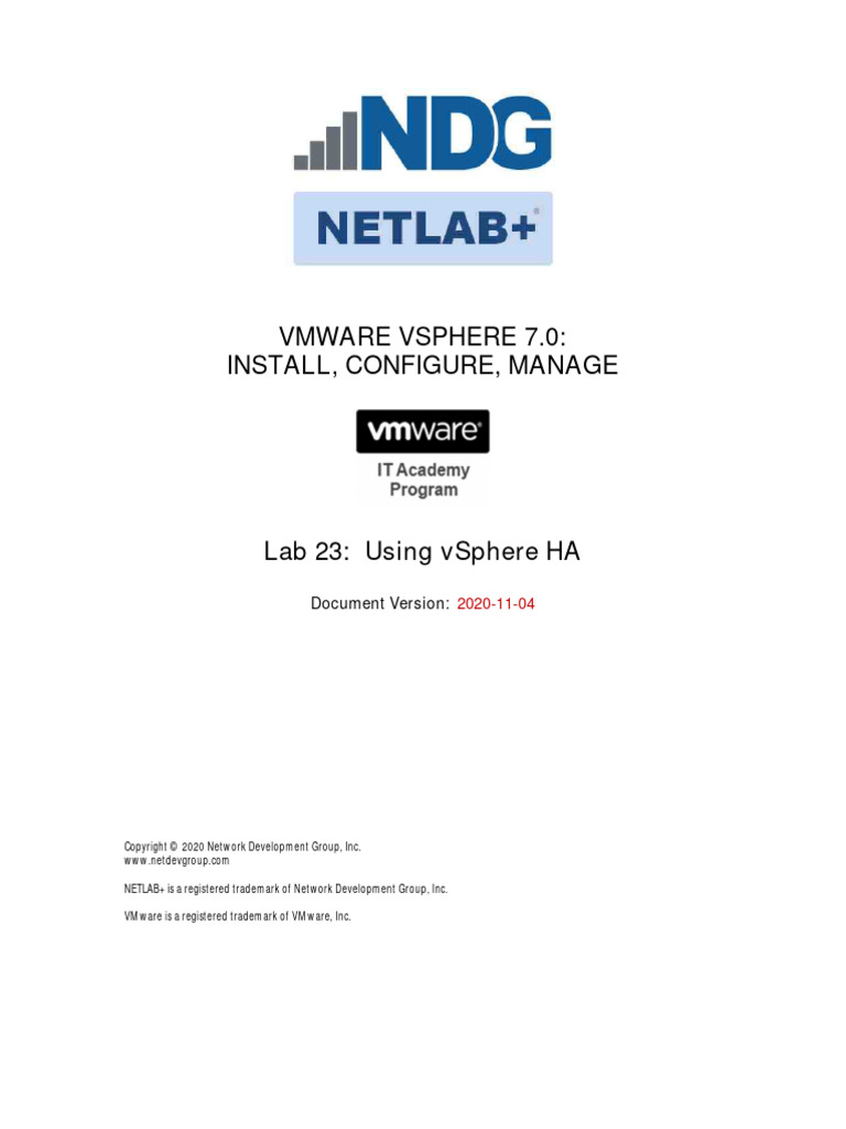 Vsphere ICM7 Lab 23 | PDF | Computer Cluster | World Wide Web