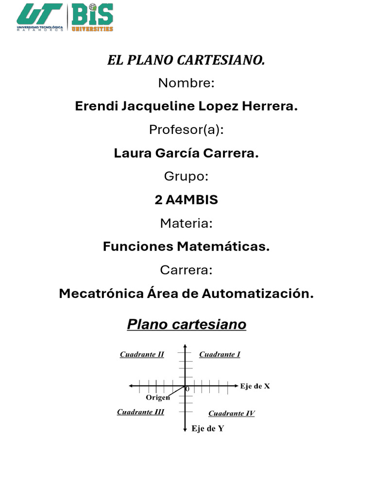 El Plano Cartesiano | PDF | Sistema de coordenadas Cartesianas | Línea ...