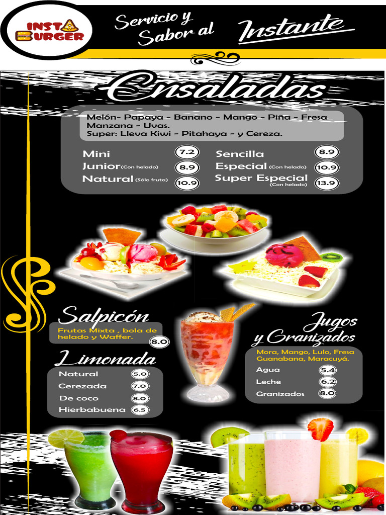 Menú Salado de Instaburguer | PDF | Helado | Alimentos