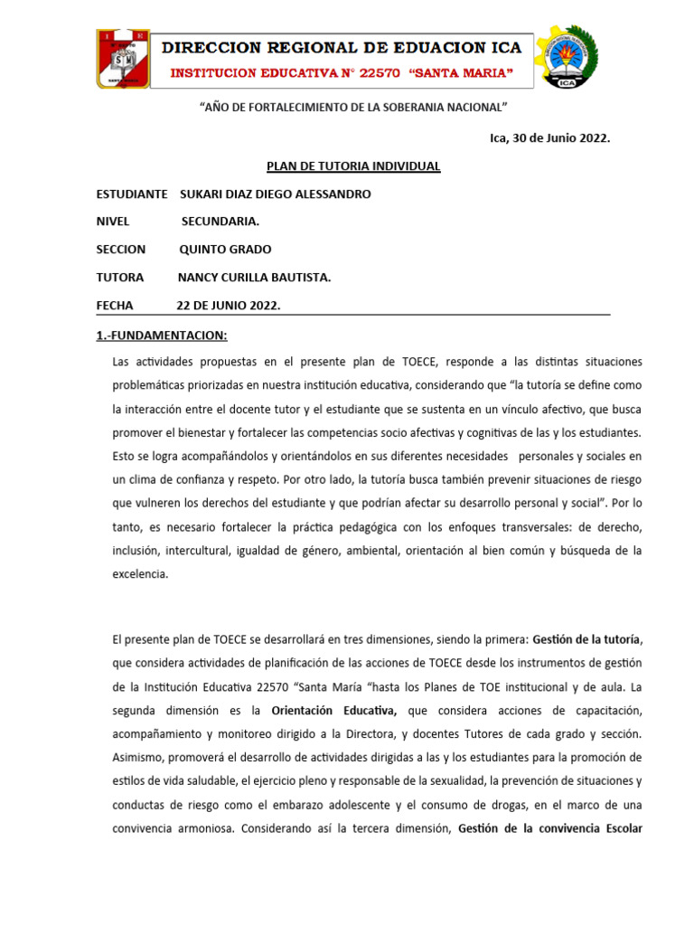 Plan Toe Individual | PDF | Salón de clases | Planificación