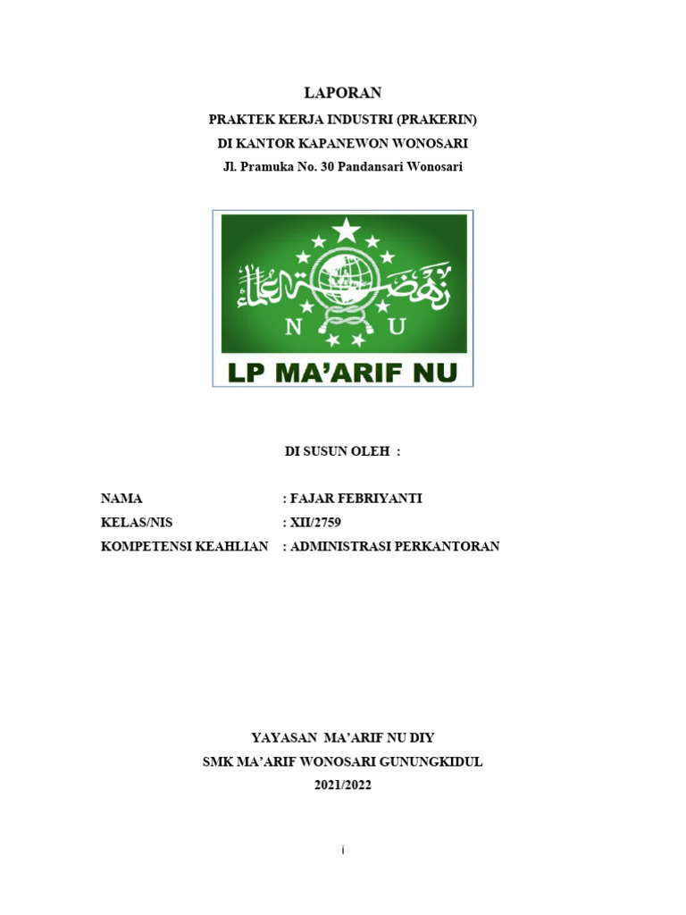 Laporan Prakerin di Kapanewon Wonosari | PDF