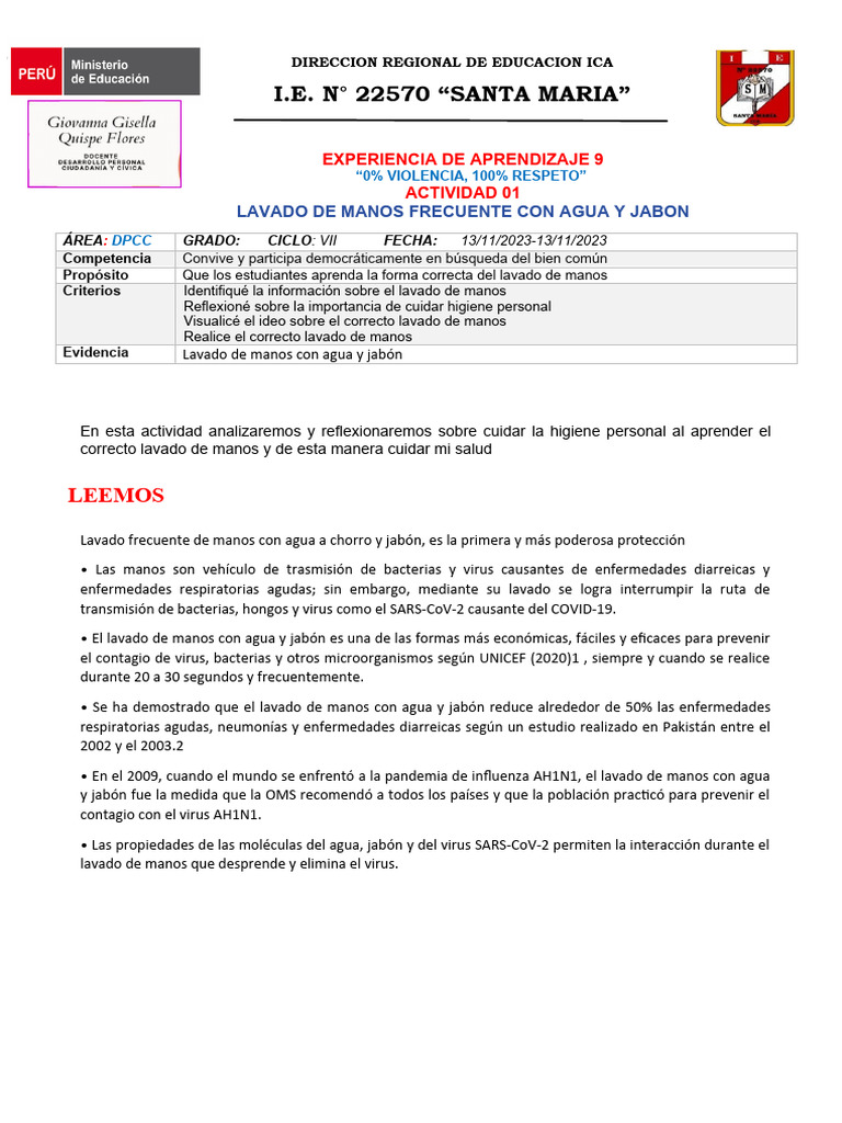 EdA 9 - Actv 5 Lavado de Manos | PDF | Lavado de manos | Especialidades Medicas