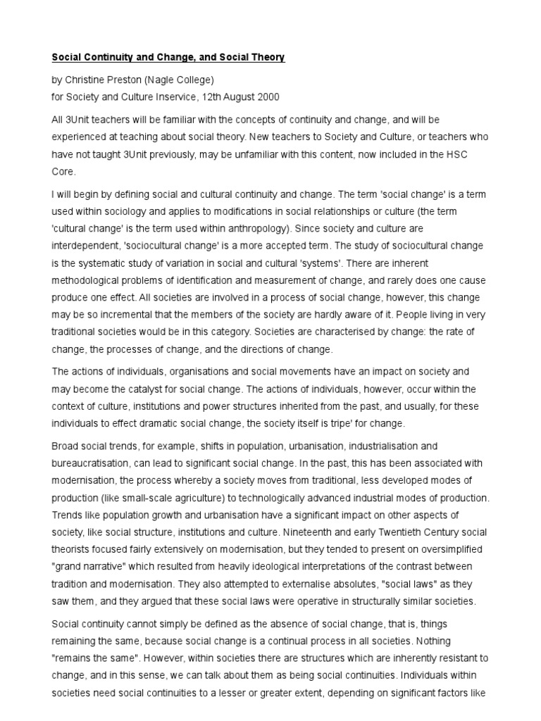 Social Continuity | PDF | Social Movements | Sociology
