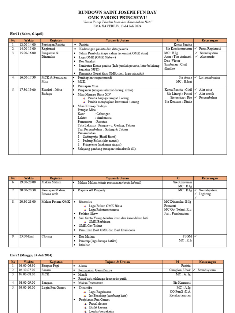 Rundown Saint Joseph Fun Day 2024 | PDF