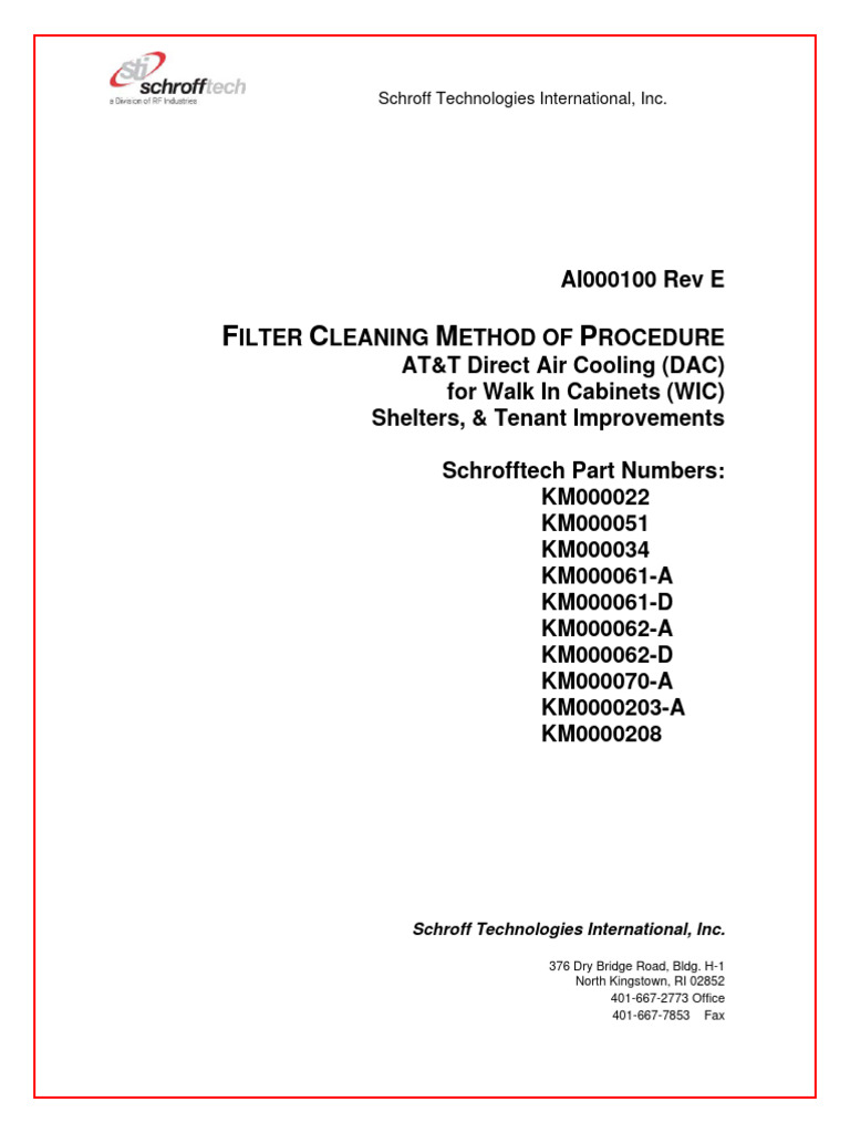 AI000100 Revision E Filter and Intake Cleaning Method of Procedure ...