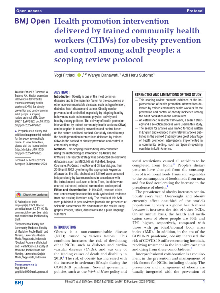 Health_promotion_intervention_ | PDF | Obesity | Non Communicable Disease