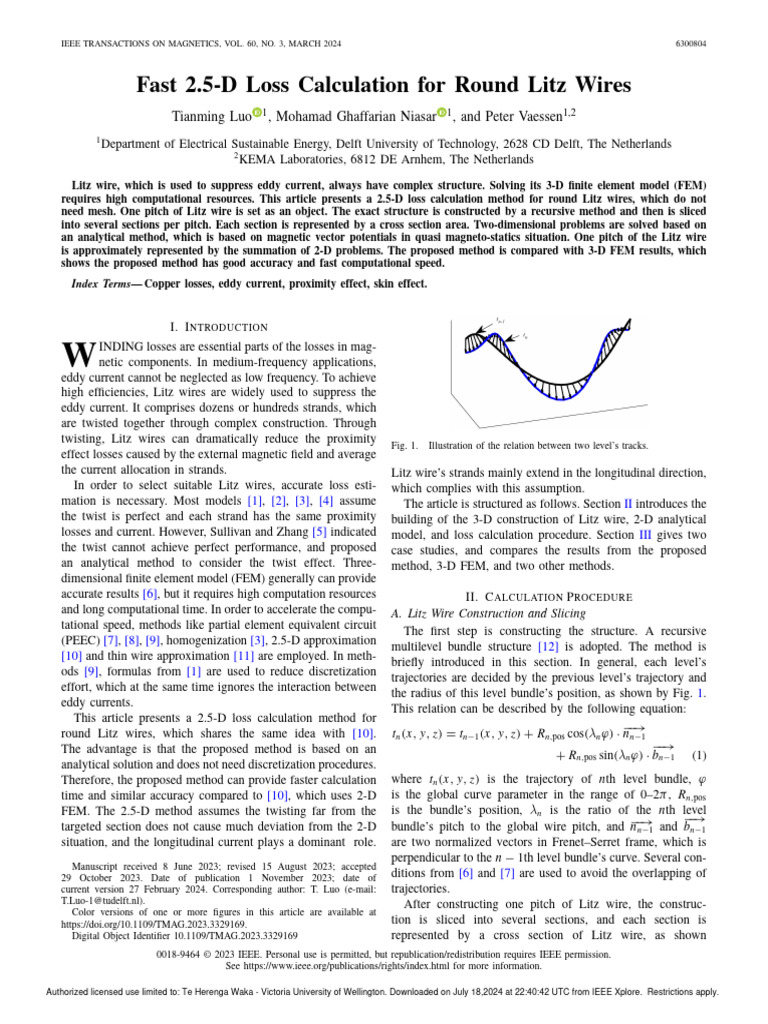 Fast 2.5-D Loss Calculation For Round Litz Wires - 2024 | PDF | Finite Element Method | Wire