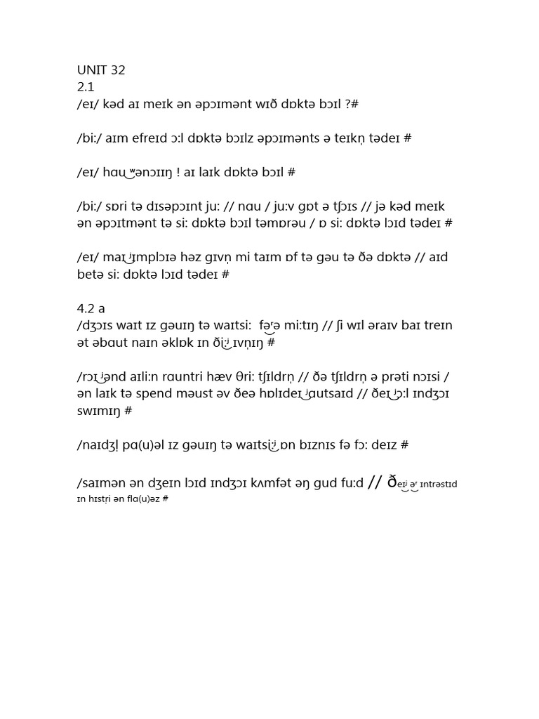 UNIT 32 Transcriptions | PDF