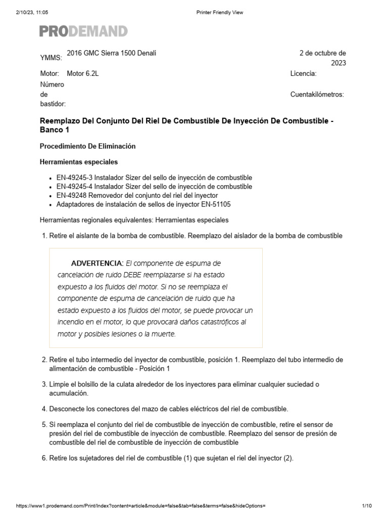 2016 GM l86 Injector Removal | PDF | Fuel Injection | Pipe (Fluid ...