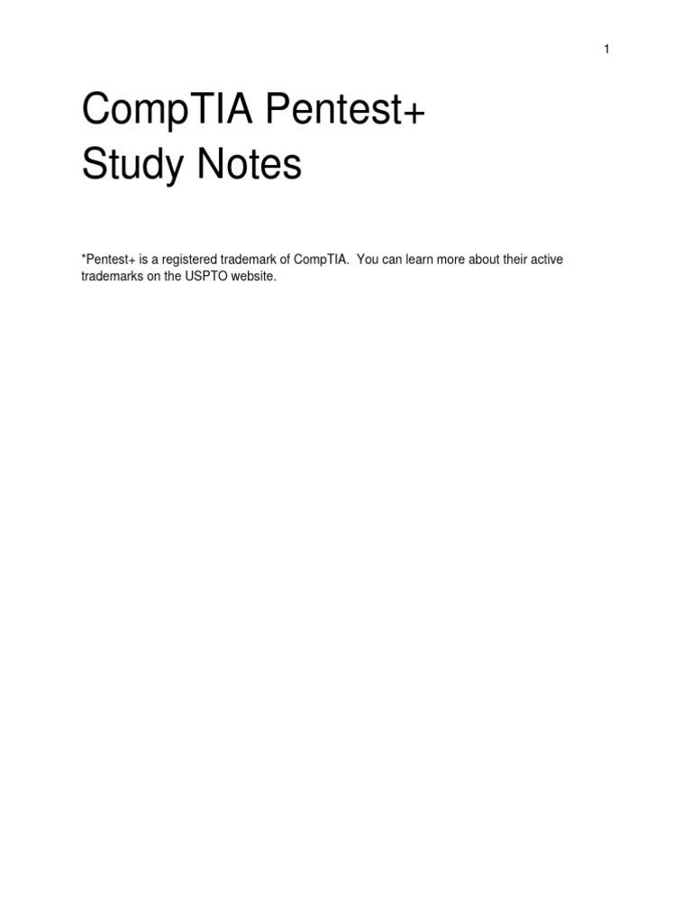 CompTIA Pentest Plus Study Notes | PDF | Computer Security | Security
