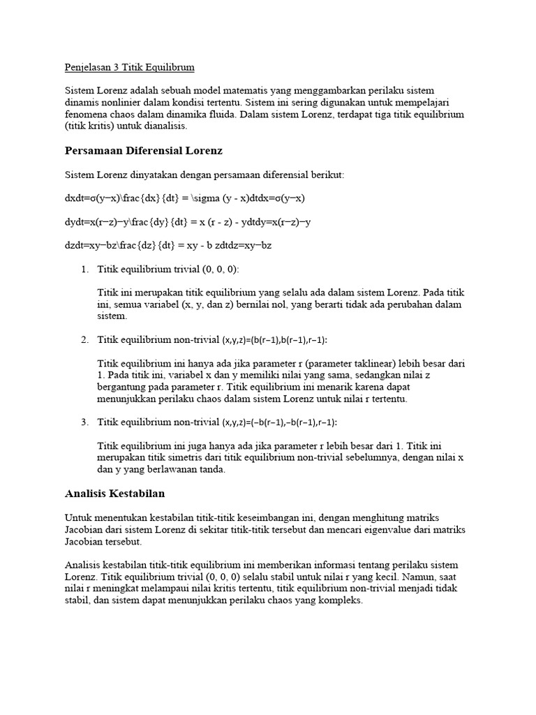 Sistem Lorenz adalah sebuah model matematis yang menggambarkan perilaku ...