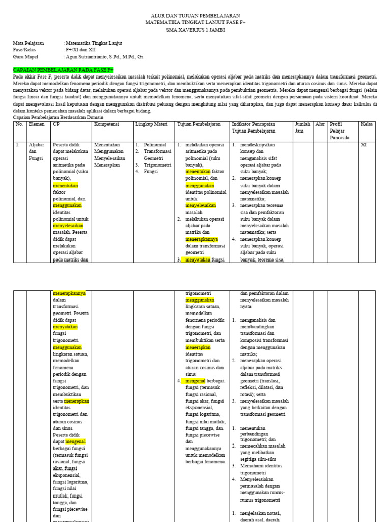 ATP MTK Lanjut 2024-2025 | PDF