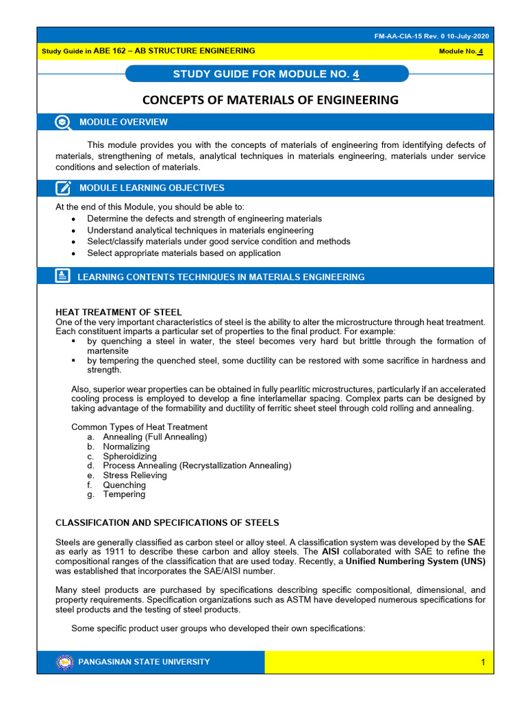 SG4 - Concepts of Material Engineering | PDF | Heat Treating | Steel
