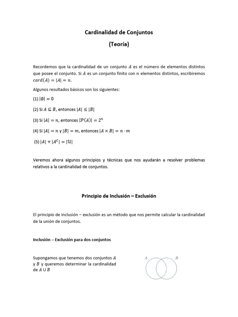 3-03 (Teoría) Cardinalidad de Conjuntos | PDF | Conjunto (Matemáticas ...