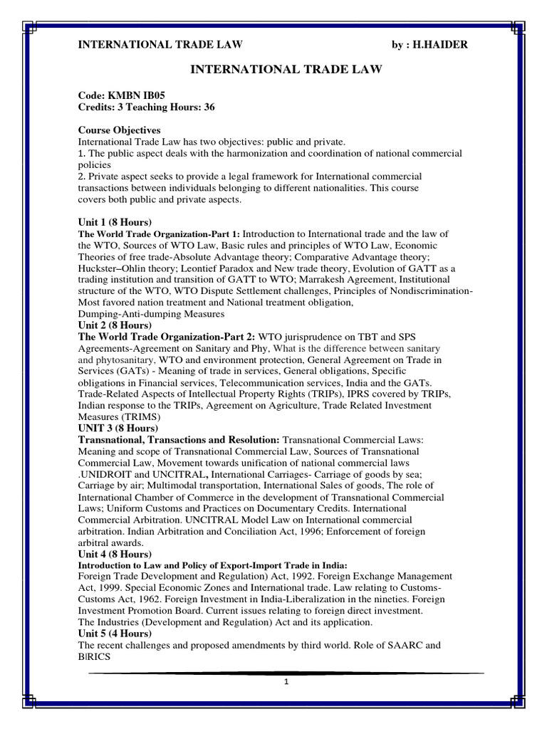 KMBN Ib05 Itl All Units | PDF | World Trade Organization | Market Access