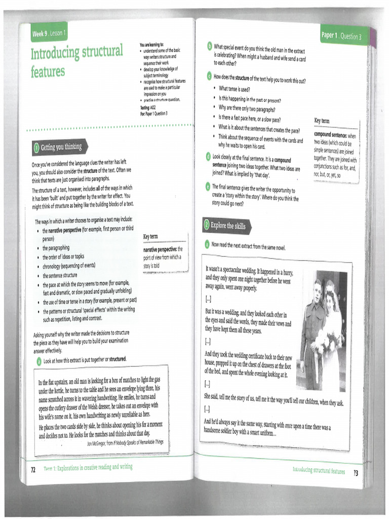 Lang Paper 1 Q 3 Structure Textbooks Lessons | PDF