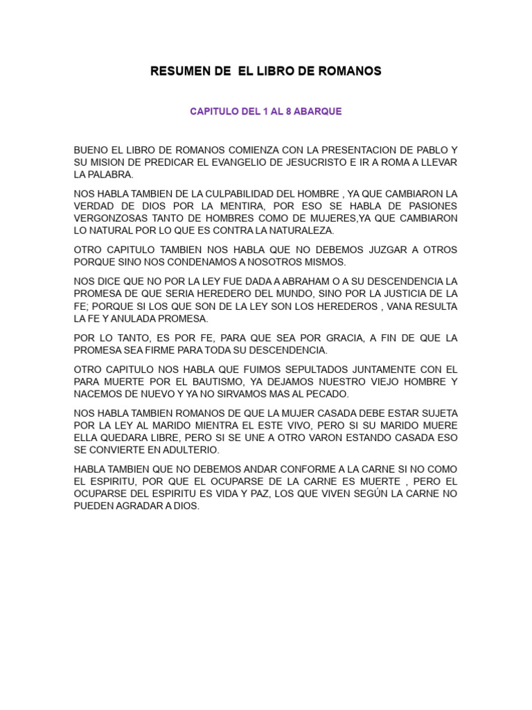 Resumen de El Libro de Romanos | PDF