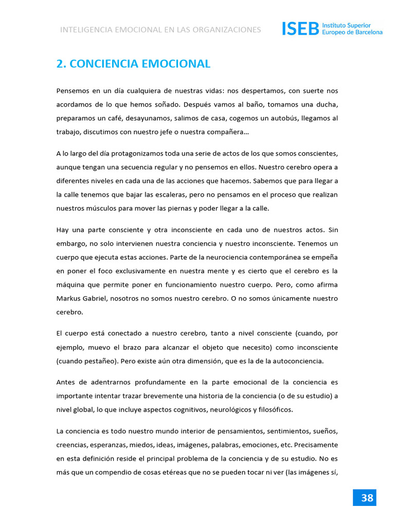 Tema 2. Conciencia emocional | PDF | Las emociones | Mente
