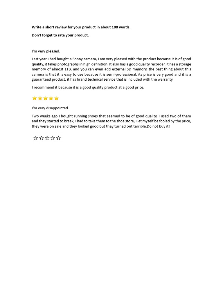 Write A Short Review Pdf