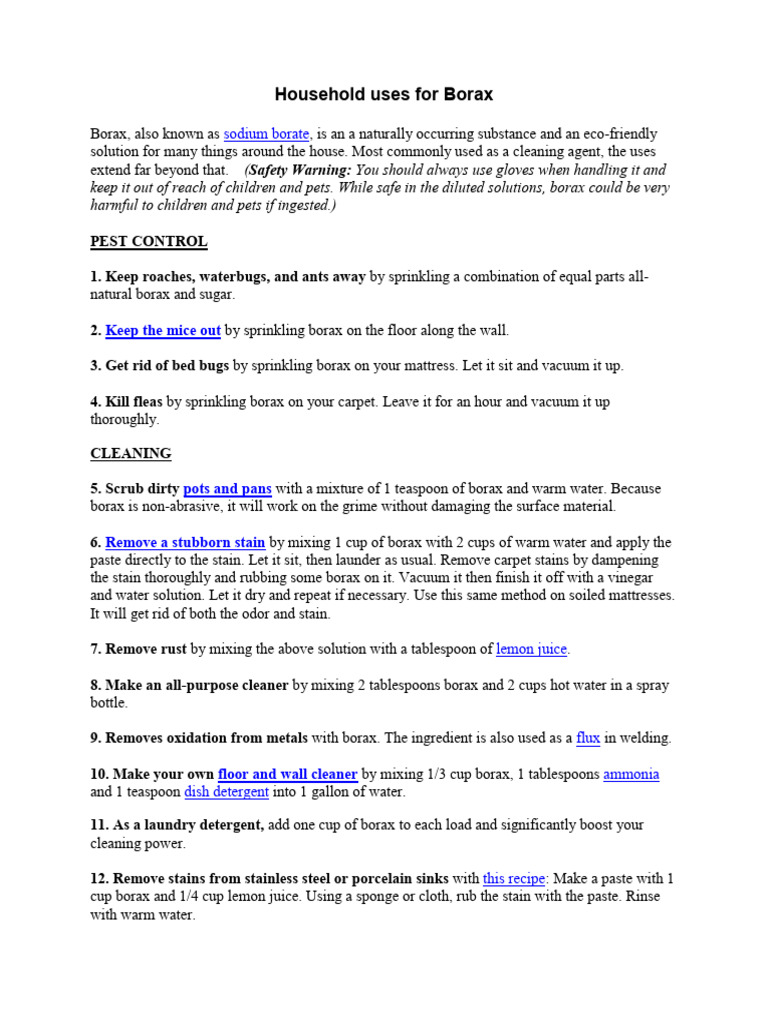 Household Uses For Borax | PDF