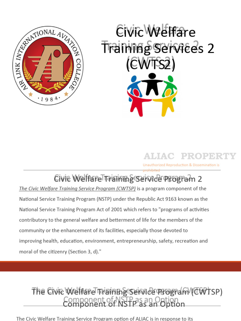 Week 2 - The Civic Welfare Training Service Program (CWTSP) Component ...