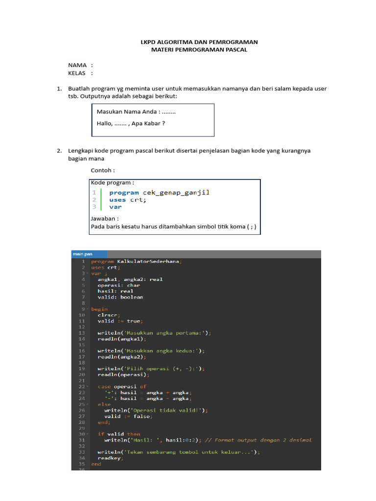 LKPD Algoritma Dan Pemrograman | PDF