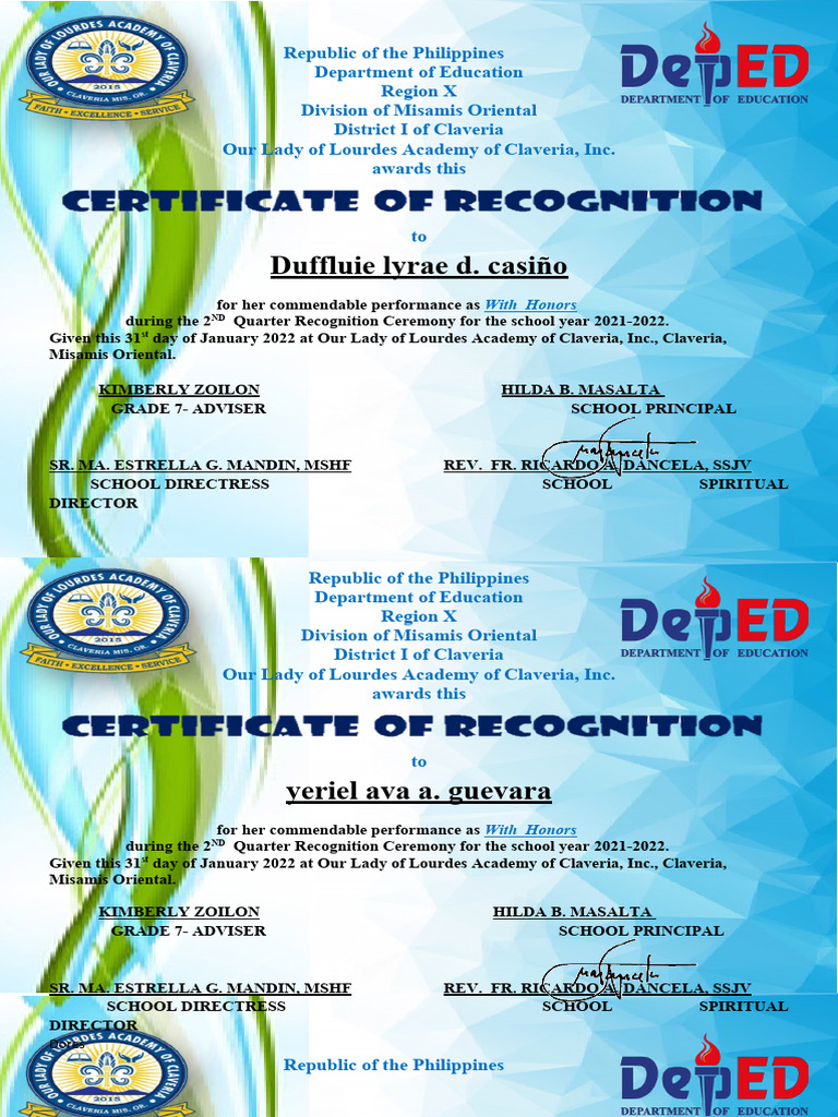 2nd Quarter Certificate of Recognition (2) | PDF