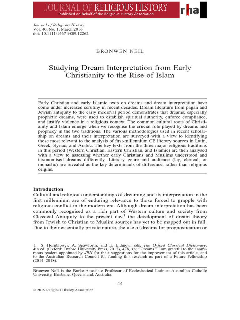 Studying Dream Interpretation From Early | PDF | Dream | Bible