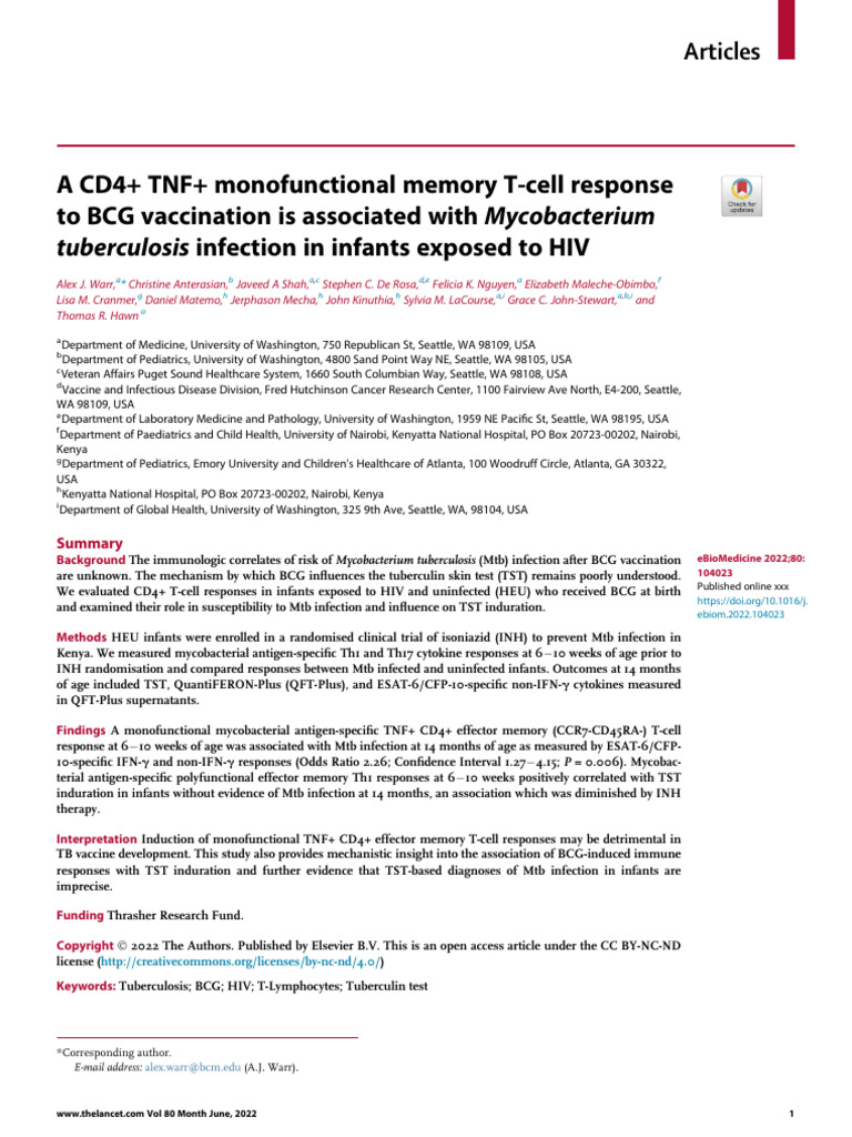 jurnal tb 1 | PDF | Tuberculosis | T Helper Cell