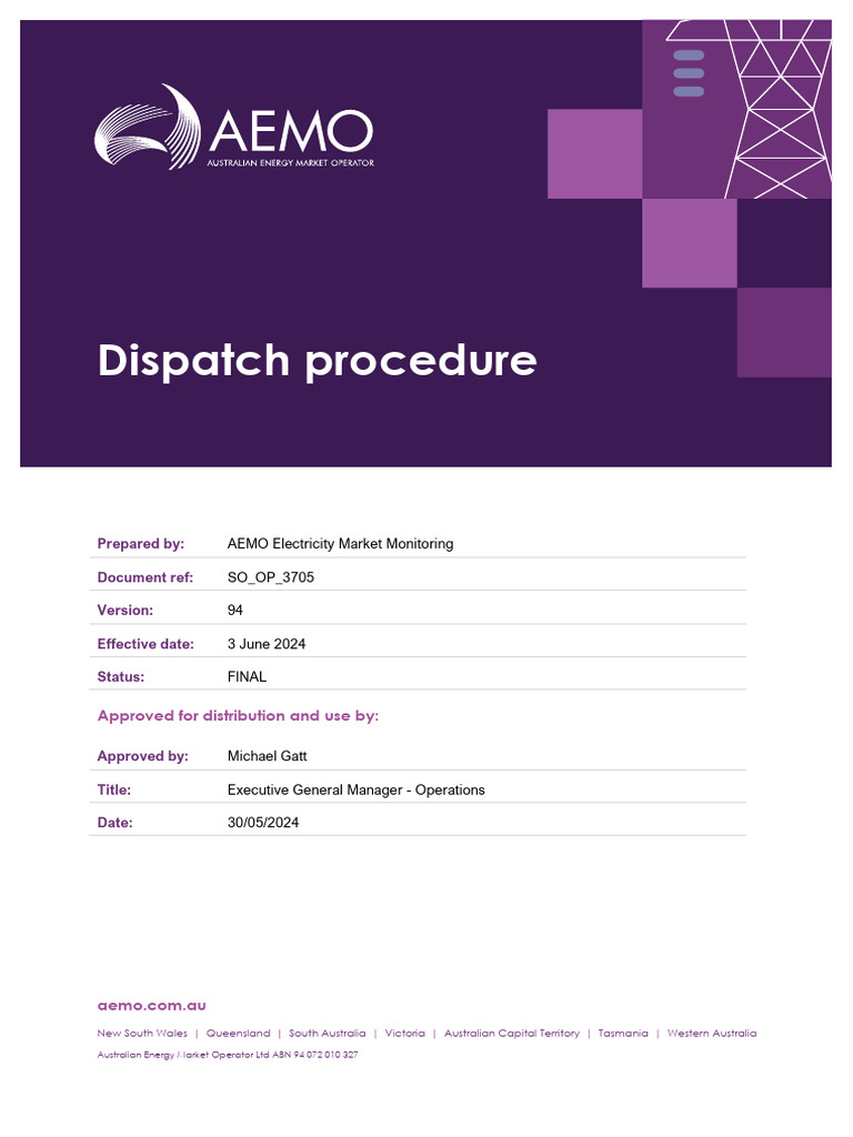 SO OP 3705 Dispatch | PDF | Demand | Electrical Engineering