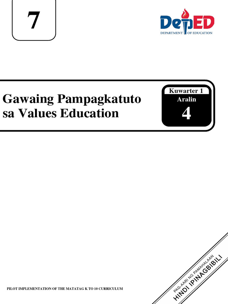 Quarter 1 Worksheet-Values 7 | PDF
